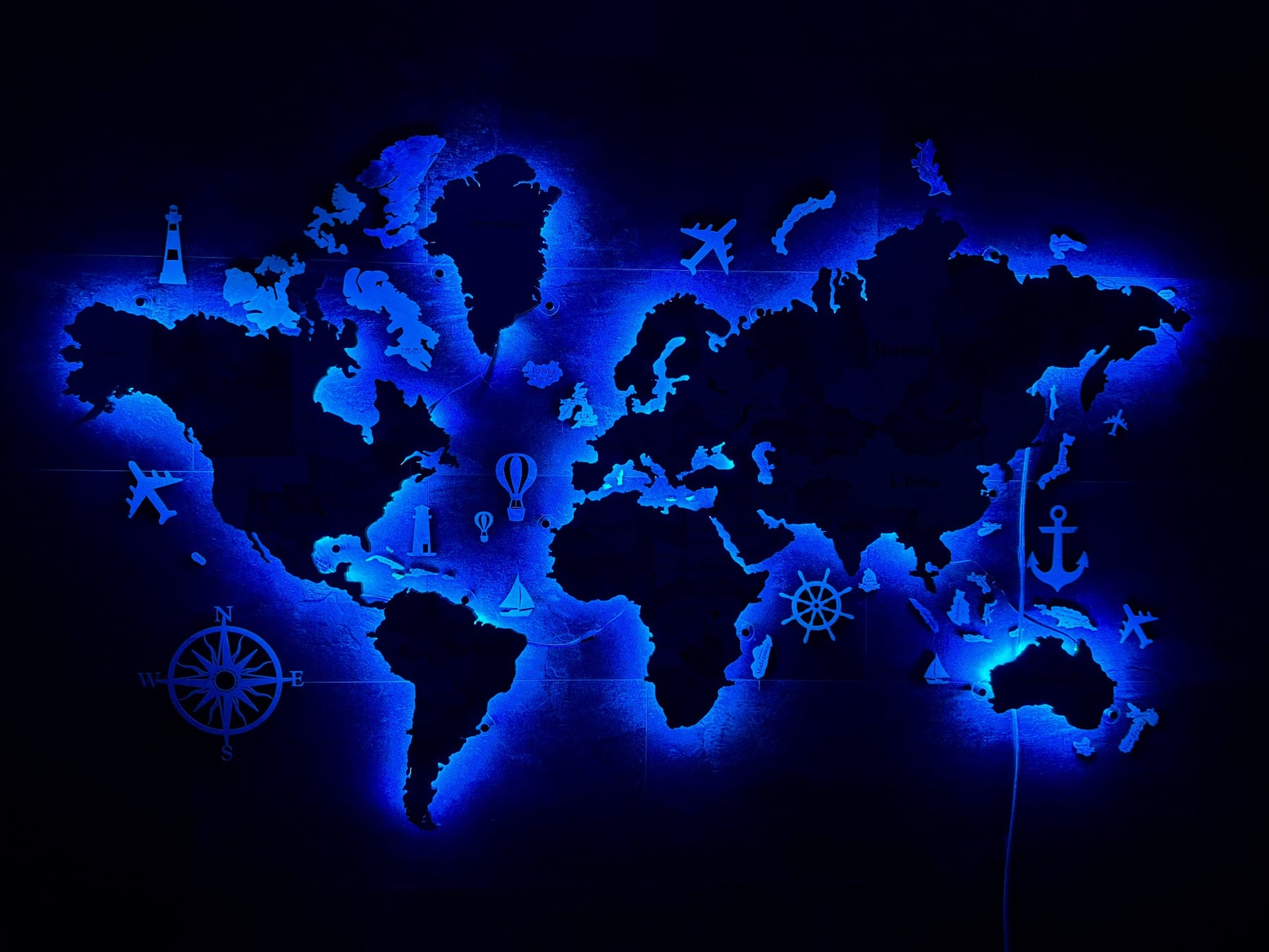 3D LED World Map Standart in light grey is not just a piece of interio ...