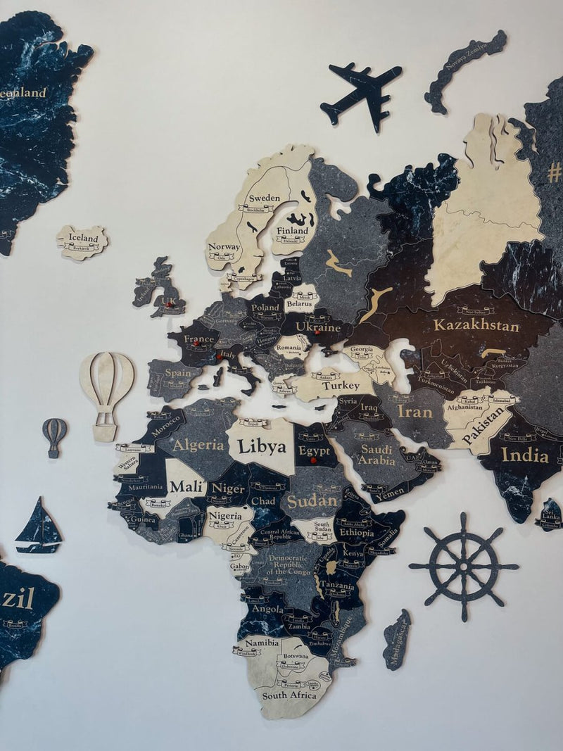 3D Colored Wooden World Map – JustLikeWood