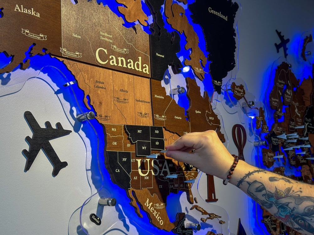 3D LED Wooden World Map Standart - Walnut & Wenge – JustLikeWood