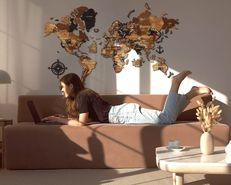3D World Wall Maps - Explore the Globe in Stunning 3D Detail – JustLikeWood