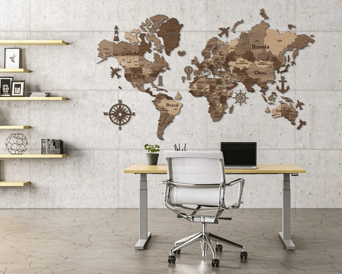3D Wooden World Map (Standart) - Terra – JustLikeWood
