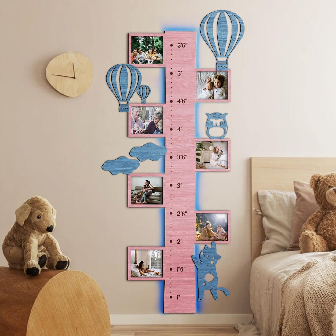 LED Kid`s Growth Charts with Photo Frames – JustLikeWood