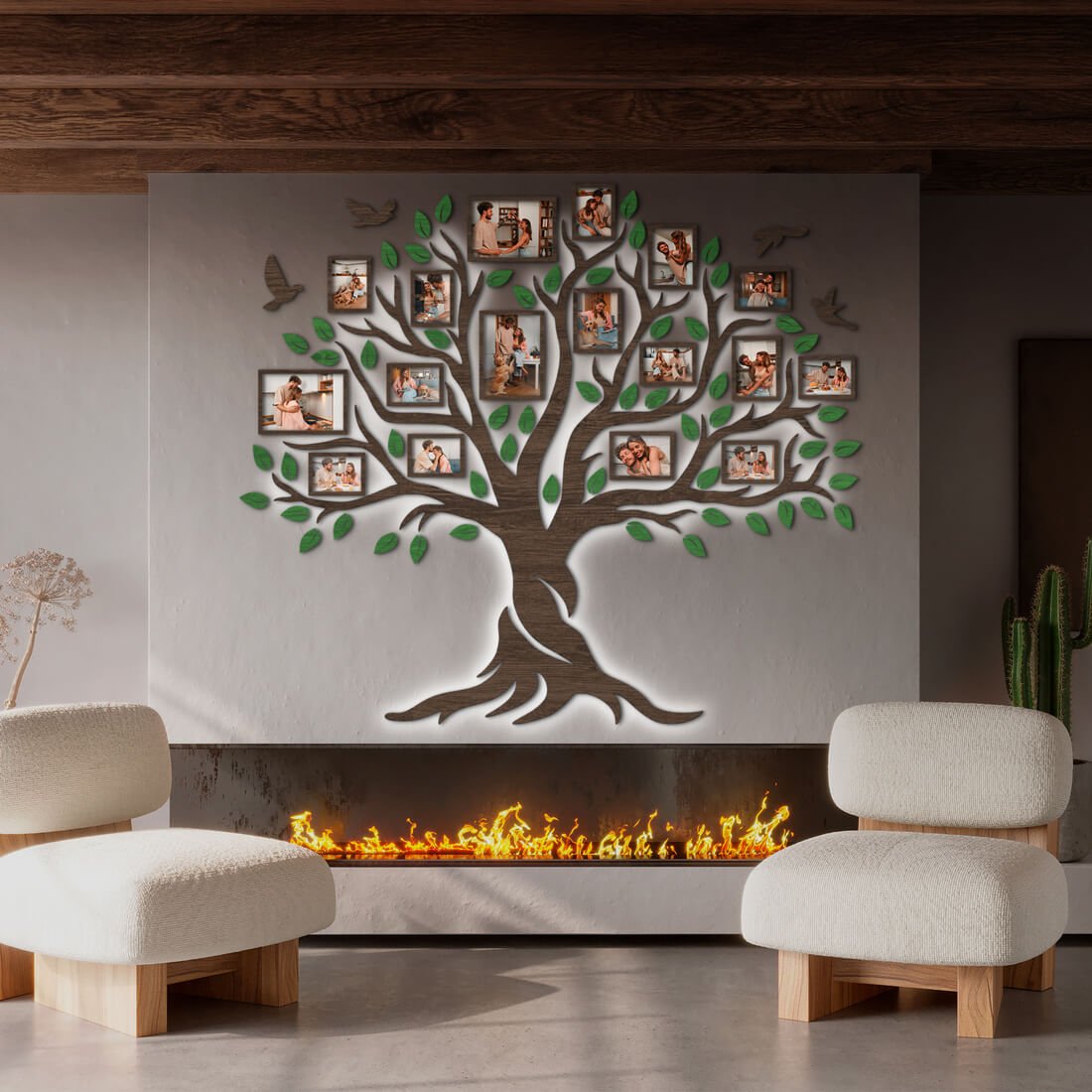 LED Family tree with Birds – JustLikeWood