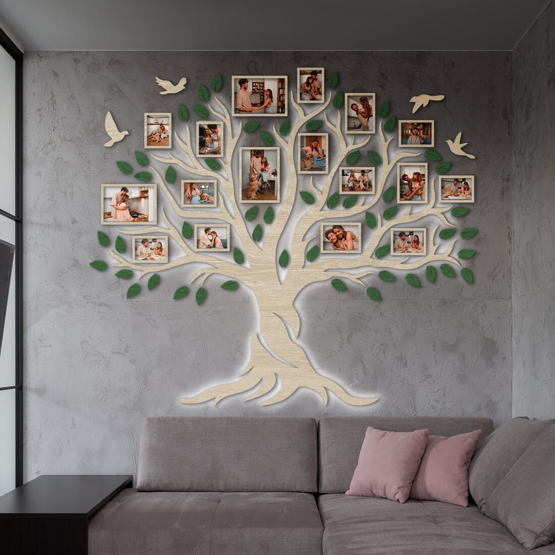 LED Family tree with Birds – JustLikeWood